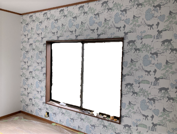 【2FL和室→洋室化、ネコの壁紙クロスDIY】 | ALIS