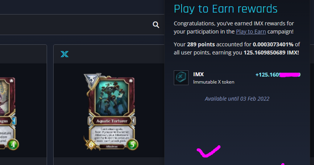 【IMXの請求を忘れずに、Immutable Xで125IMX(約9万円分)ゲット】 | ALIS
