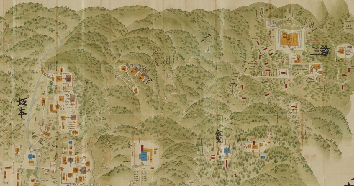 Old Maps of Enryakuji Temple on Mt. Hiei, "Sanmon-Santō Sakamoto Sōezu ...